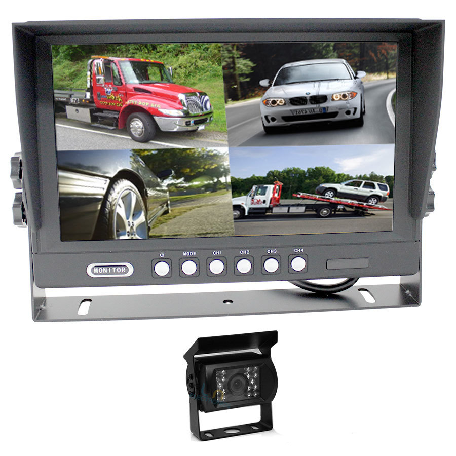 9" Splitscreen Monitor Reversing Camera Colour 4PIN CCD IR LED Rearview ...