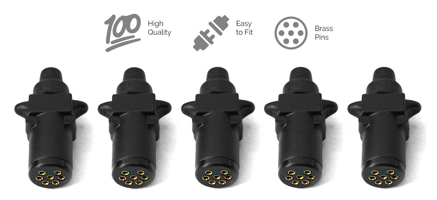 Elinz Trailer Plug 7 PIN Small Round Plastic Connector Adaptor Socket ...