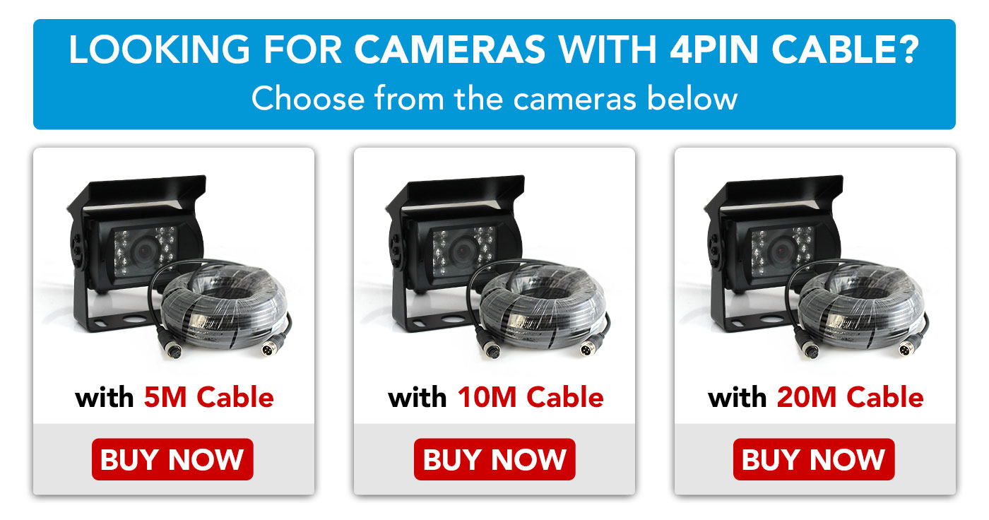 4 PIN Heavy Duty 12V 24V CCD IR Colour Reversing Camera