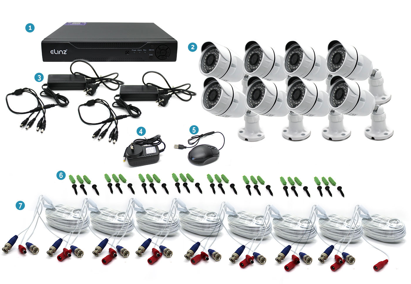 8CH CCTV Security Camera System 1080P 5MP DVR Detection Outdoor Indoor